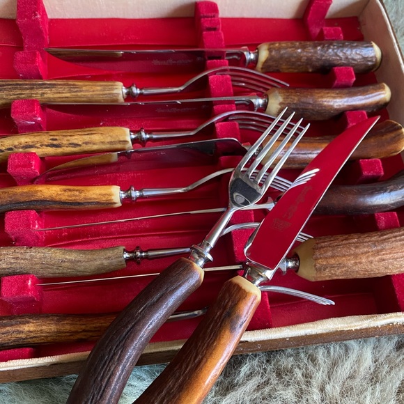 Other | Lewis Rose Sheffield Genuine Stag Horn 12piece Cutlery Set ...